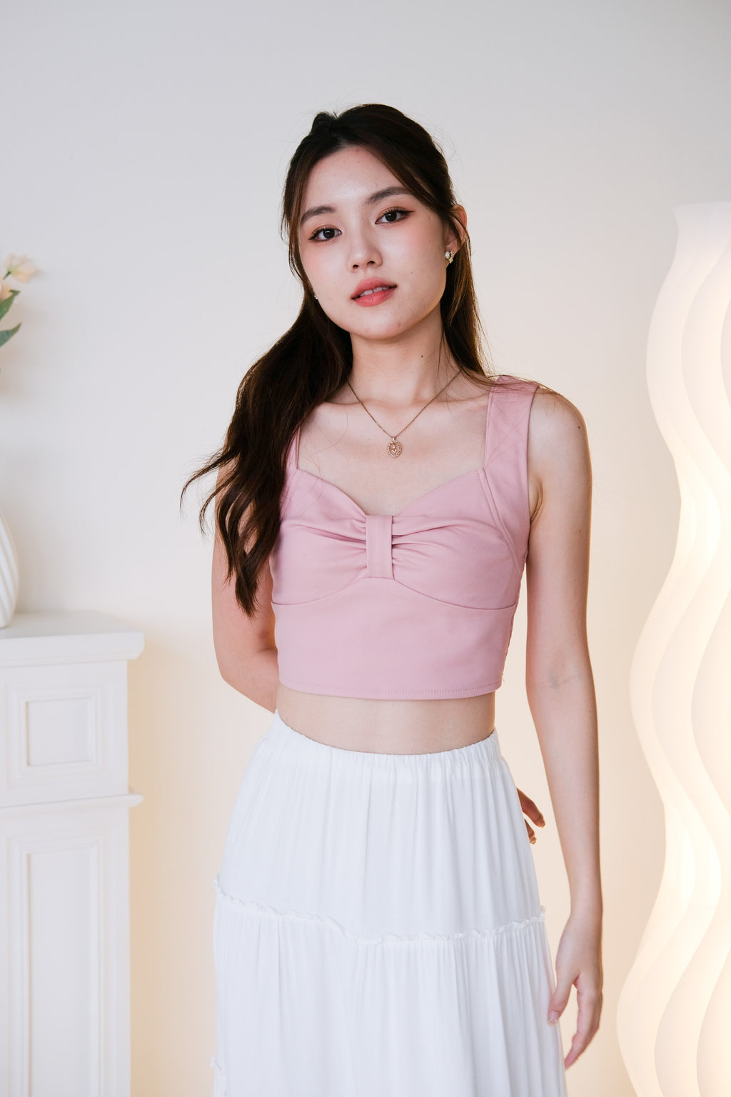 Willabel Bow Crop Top (Nude Pink)